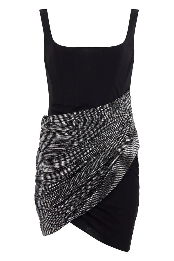Giuseppe Di Morabito Sleeveless Mini Dress With Rhinestone Belt - Black