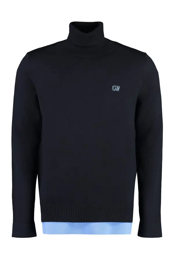 Off-White Wool Turtleneck Sweater - Blue