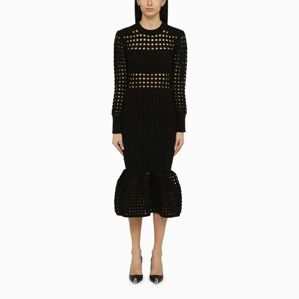 Alexander McQueen Knitted Mesh Midi Dress