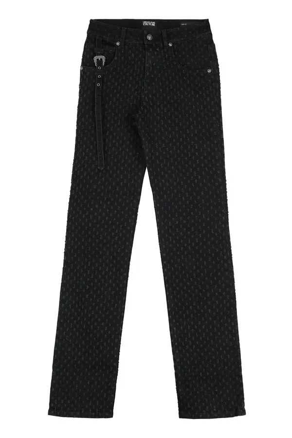 Versace High-rise Slim Fit Distressed Jeans For - Black