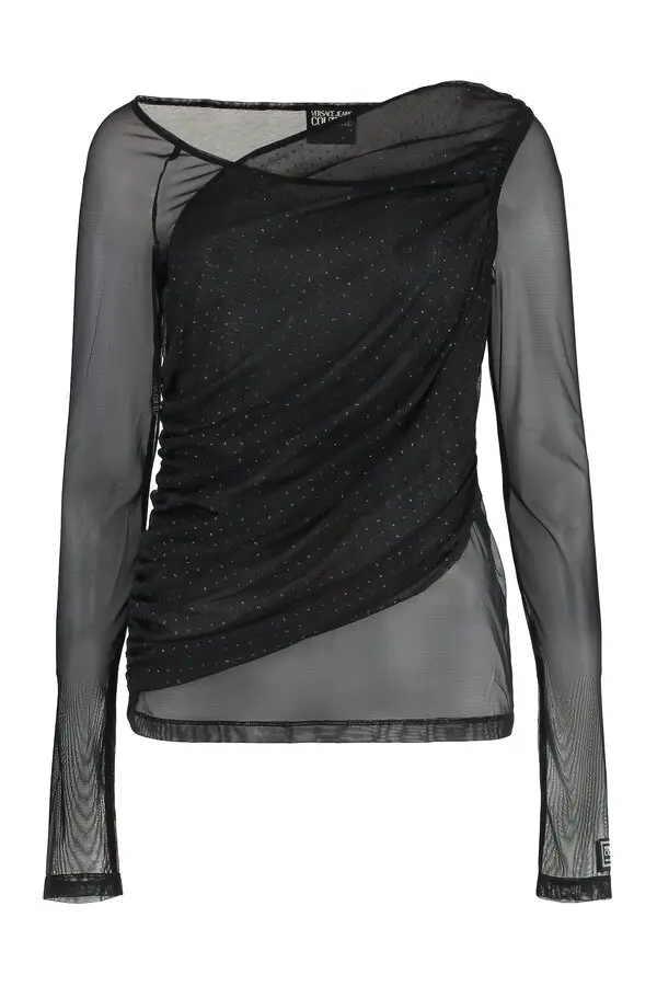 Versace Gathered Side Tulle Top