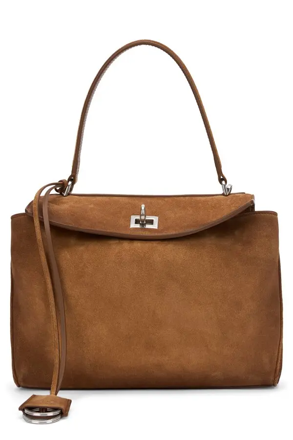 Balenciaga Rodeo Small Handbag In Calfskin And Lambskin - Camel