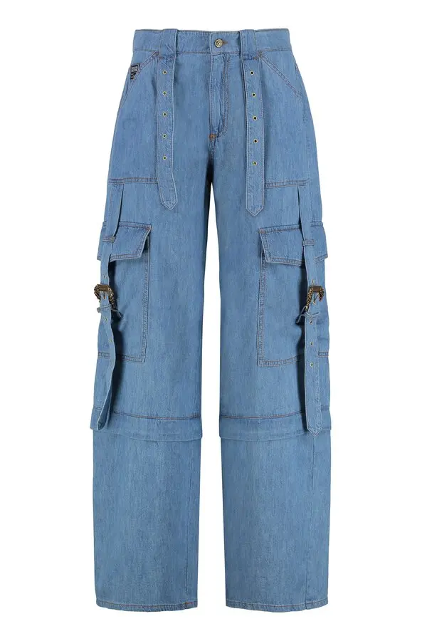 Versace Wide Leg Cargo Trousers - Denim