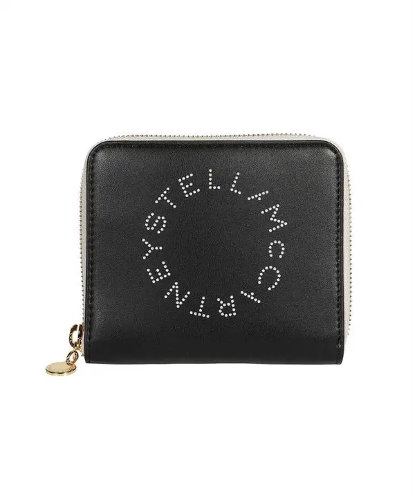Stella McCartney Logo Perforated Zipped Wallet - Black