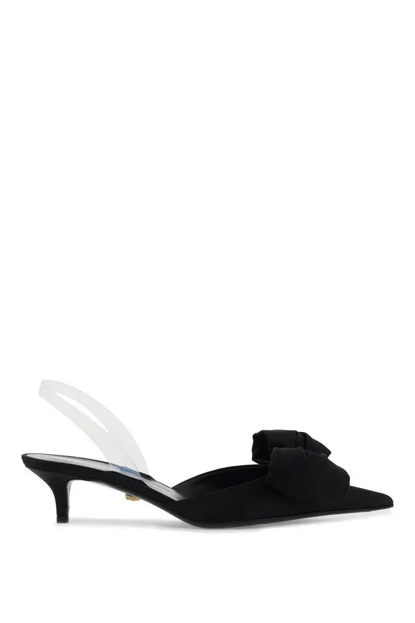 Versace Alia 45 Satin Slingback Pumps - Black