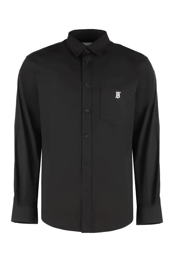Burberry Stretch Cotton Shirt - Black