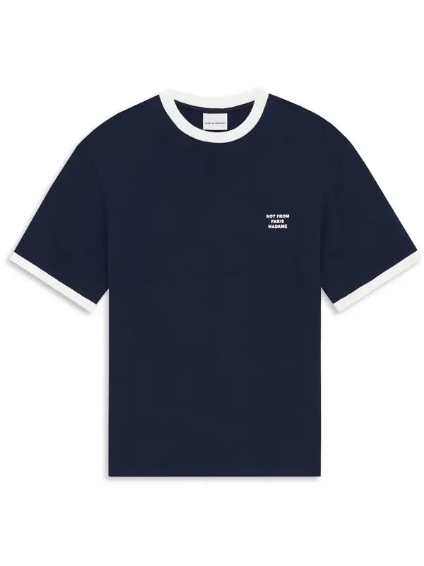 Drole De Monsieur Ribbed Trim Short Sleeve Tee Size - Blu