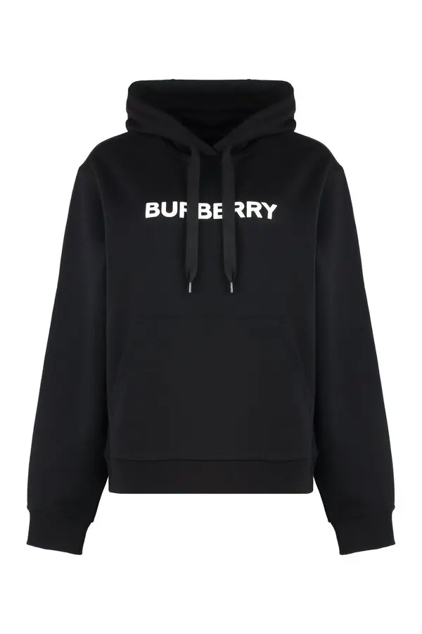 Burberry Logo Cotton Hoodie - Black