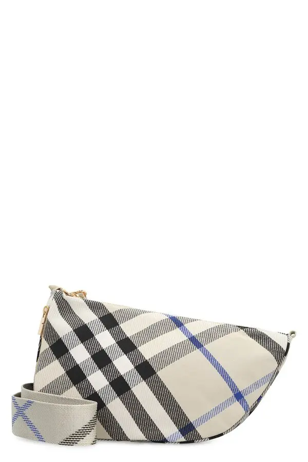 Burberry Small Shield Checked Messenger Bag - Sand