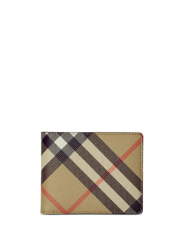 Burberry Archive Check Print Bi-fold Wallet With Internal Card Slots - Beige