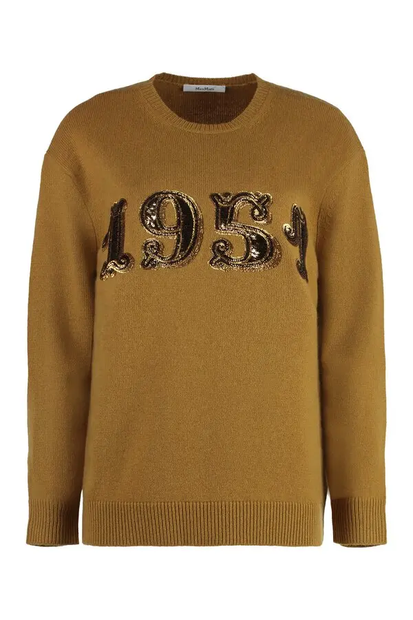 Max Mara Wool And Cashmere Sequin Embellished Sweater - Camel