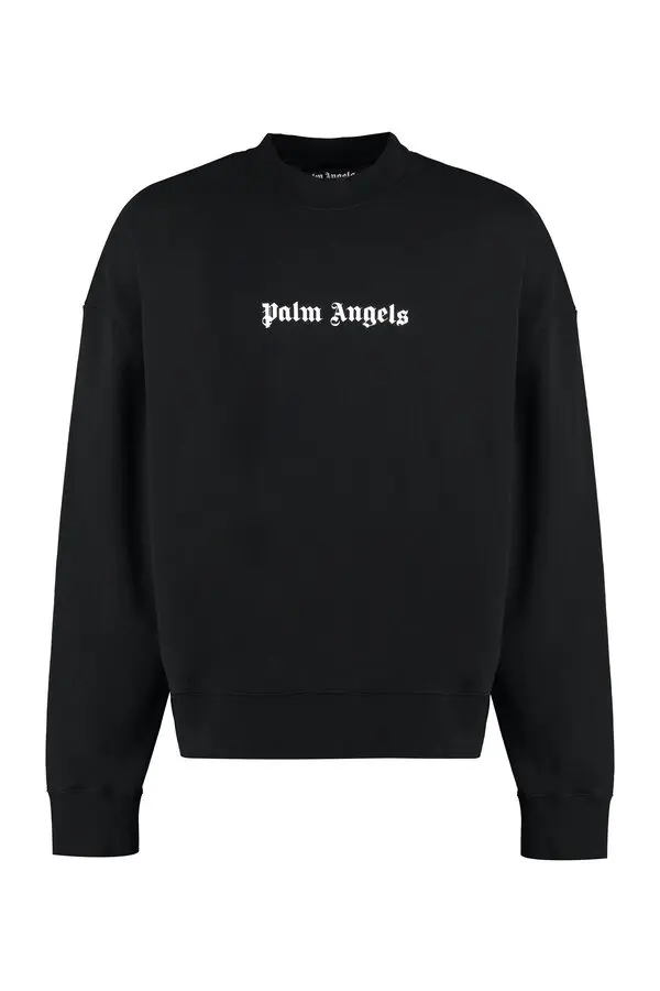 Palm Angels Cotton Crew-neck Sweatshirt - Black