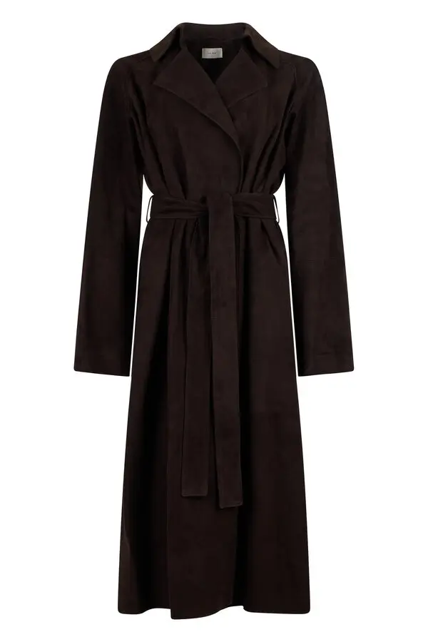 THE ROW Solana Suede Trench Coat - Brown