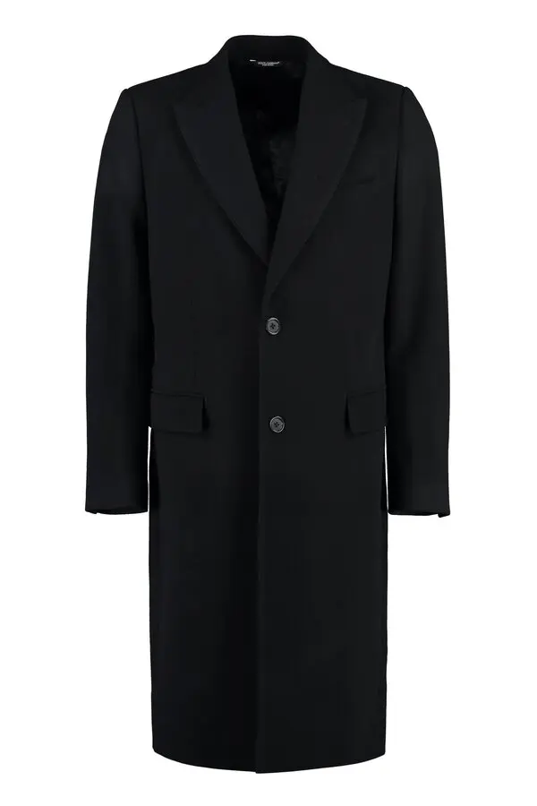 Dolce & Gabbana Single-breasted Wool Coat For - Black