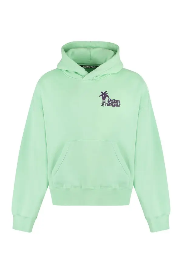 Palm Angels Douby Logo-print" Cotton Hoodie - Green