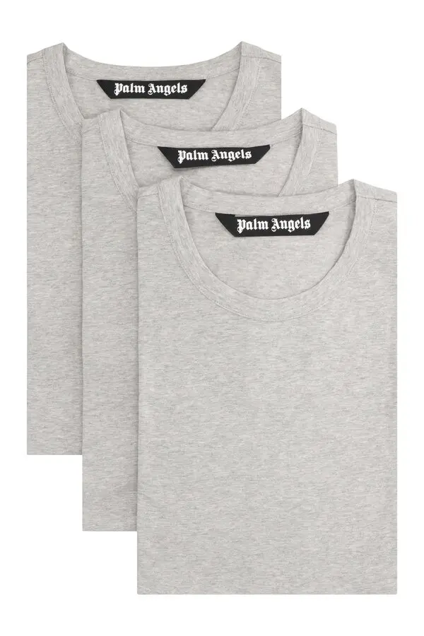Palm Angels Set Of Three Crew Neck T-shirts In Cotton - Grey