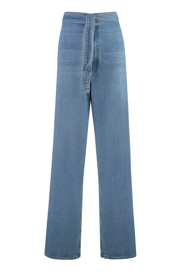 MOTHER Wide Leg Jeans With Front Bow Detail