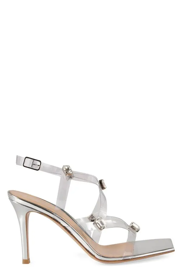 GIANVITO ROSSI Crystal Fever Heeled Sandals - Silver