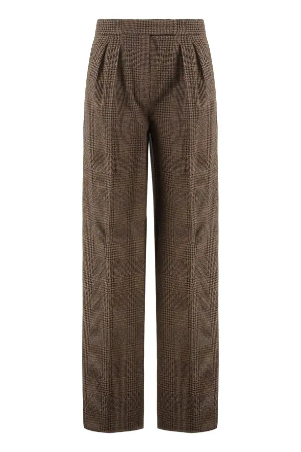 Max Mara Ponza Cotton And Wool-blend Wide-leg Pants - Brown