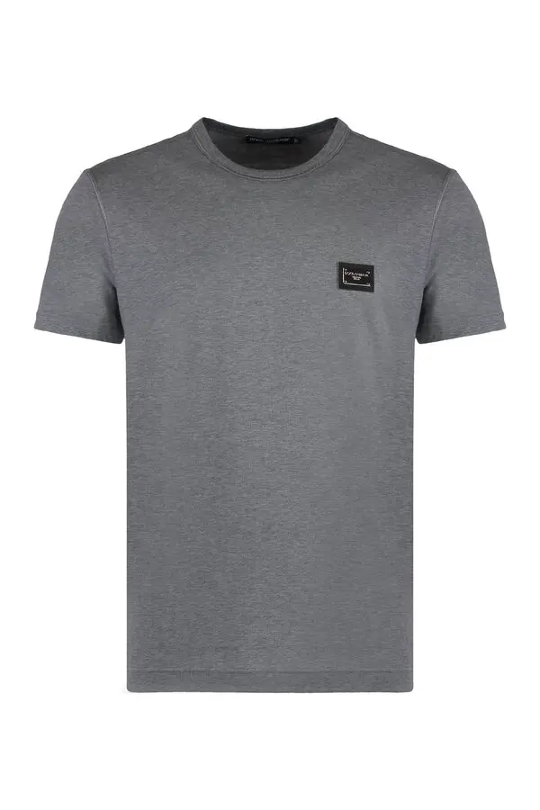 Dolce & Gabbana Cotton T-shirt With Branded Tag For - Grey