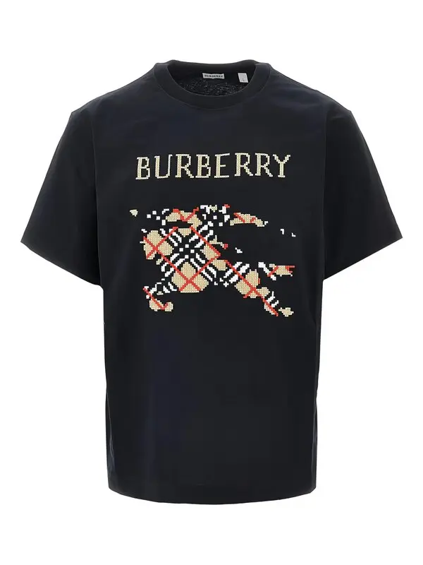 Burberry Ribbed Trim Crew Neck T-shirt Size - Nero