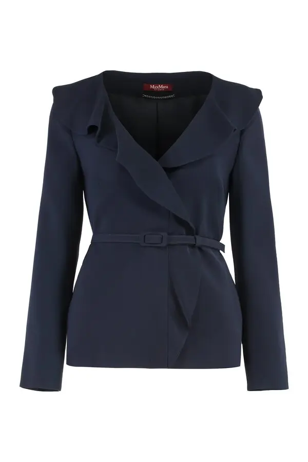 Max Mara Galizia Ruffled-trim Belted Jacket - Blue