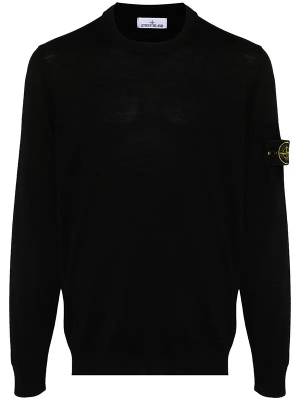 Stone Island Light Pure Rws Wool Sweater - Black