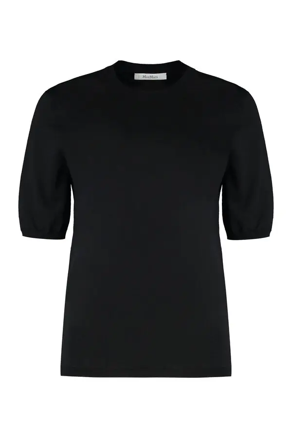 Max Mara Essential Slim Fit Wool Shirt With Puff Sleeves - Black
