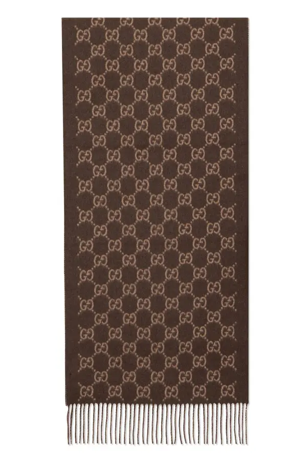 Gucci Gg Cashmere Scarf - Brown