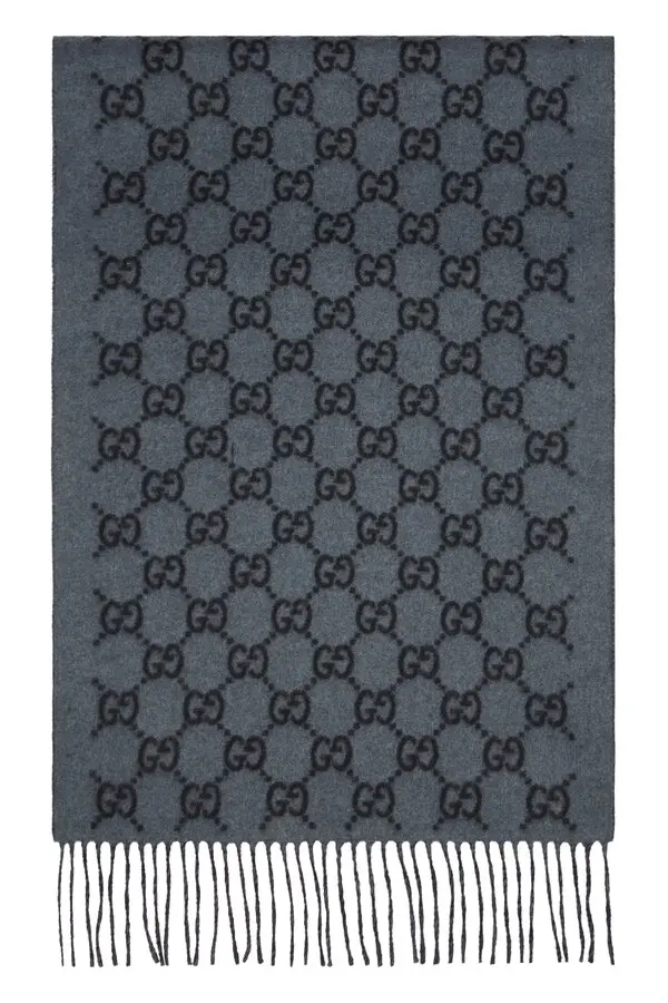 Gucci Gg Cashmere Scarf - Grey