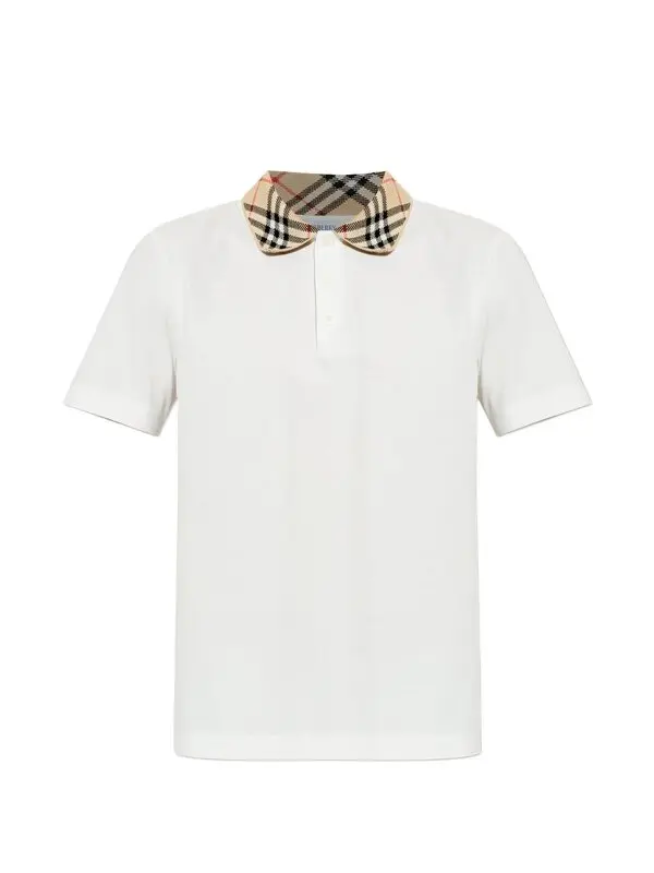 Burberry Knit T-shirt With Classic Check Detail Size - Bianco