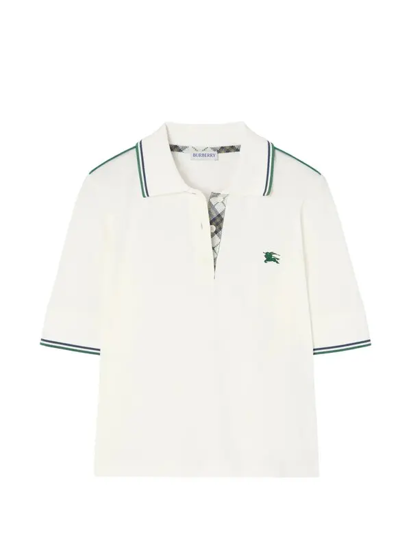 Burberry Slim Fit Polo With Embroidered Knight Detail - Bianco