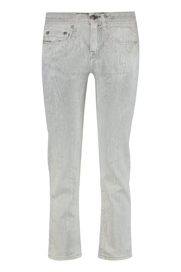 R13 Straight Leg Jeans With Leather Logo Tag - Grey