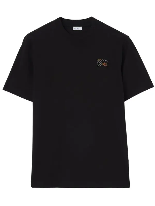 Burberry Equestrian Knight Embroidered Tufted Neck T-shirt Size