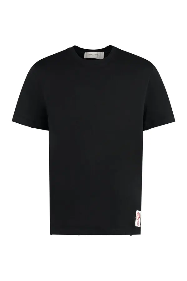 GOLDEN GOOSE Deluxe Cotton T-shirt With Ribbed Crew Neck - Black