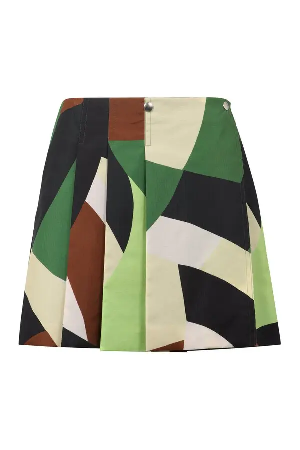 Plan C Geometric Print Cotton Mini Skirt