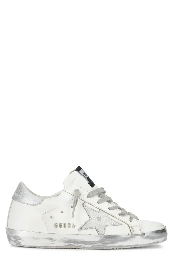 GOLDEN GOOSE Superstar" Distressed Leather Sneakers - Silver