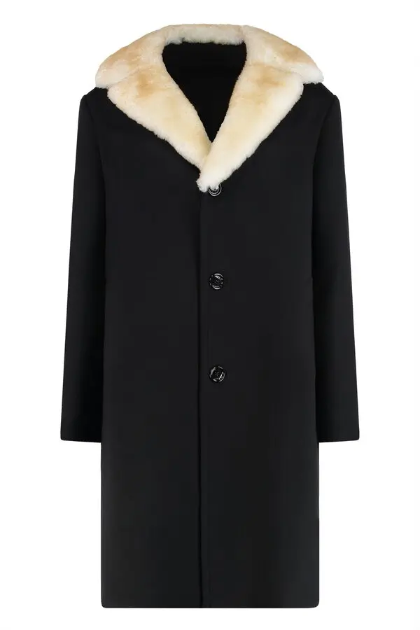Celine Coat With Pure Collar In Double Face Cashmere - Black