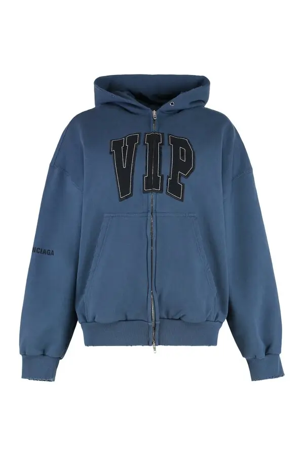 Balenciaga Vip Pulled Zip-up Hoodie - Blue