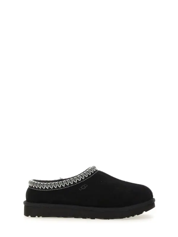 UGG Suede Sheepskin Lined Slip-on Slipper - Black