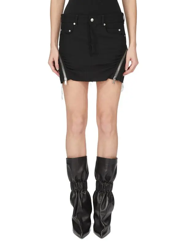 Rick Owens High-waisted Mini Skirt With Six Pockets - Nero