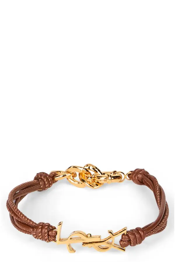 Saint Laurent Cassandre Multi-wrap Bracelet - Brown
