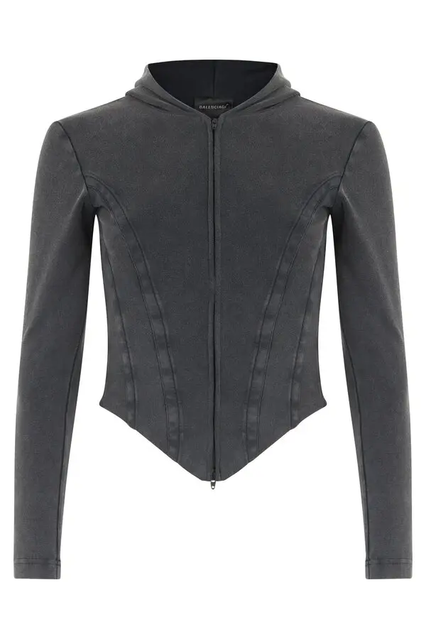 Balenciaga Corseted Zip-up Hoodie - Grey
