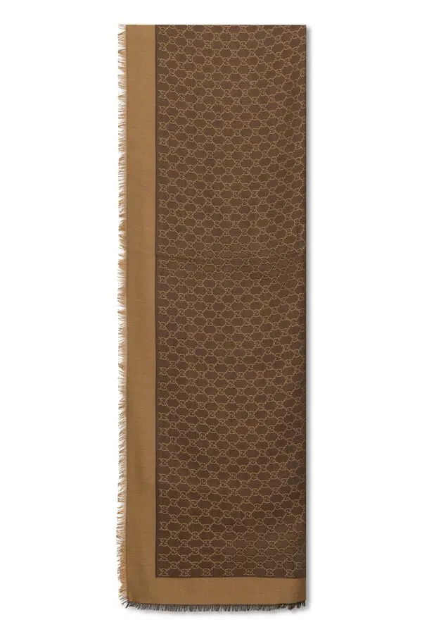 Gucci Jacquard Wool Silk Scarf