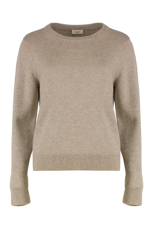 Celine Crew Neck Sweater In Heritage Cashmere - Sand