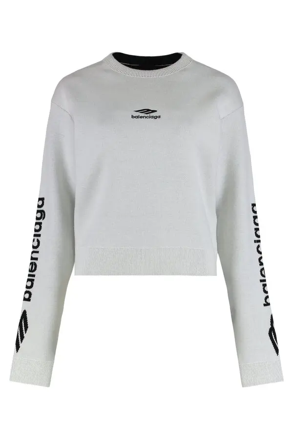Balenciaga Oversize Double Face Wool Blend Crewneck Sweater