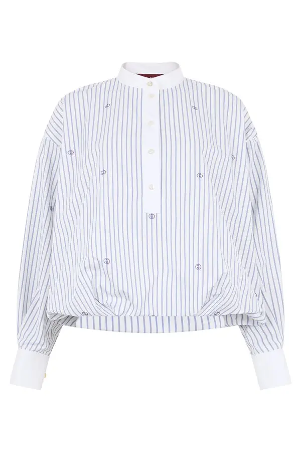 Gucci Mini Cropped Button-up Blouse With Embroidery