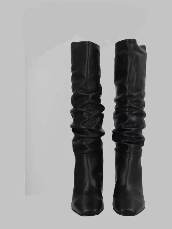 ALOHAS Slouchy Knee-high Boots With Pointed Toe And Kitten Heel - Black