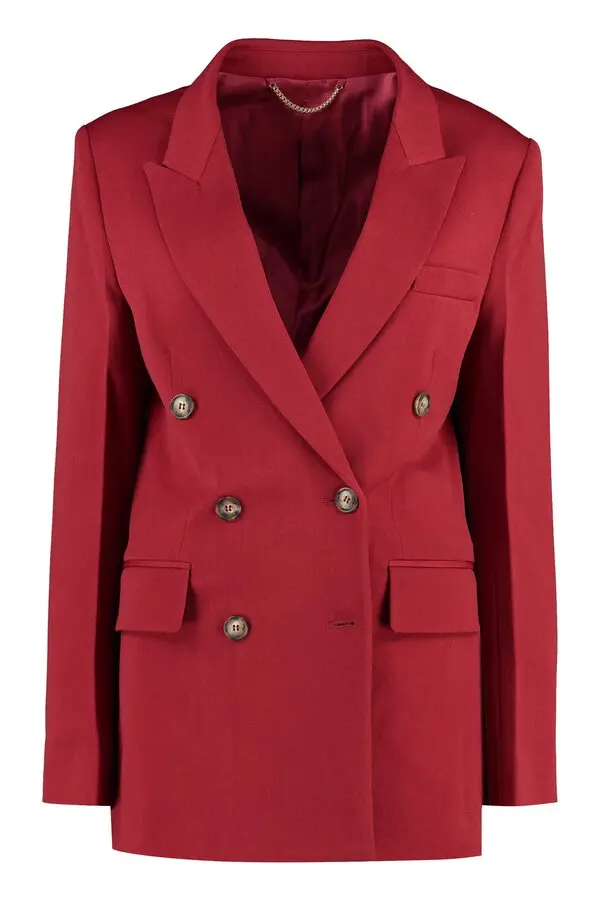 Victoria Beckham Double Breasted Straight Hem Blazer - Red