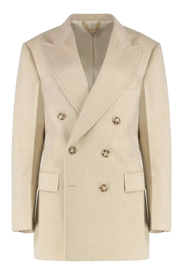 Victoria Beckham Double-breasted Knit Jacket - Sand